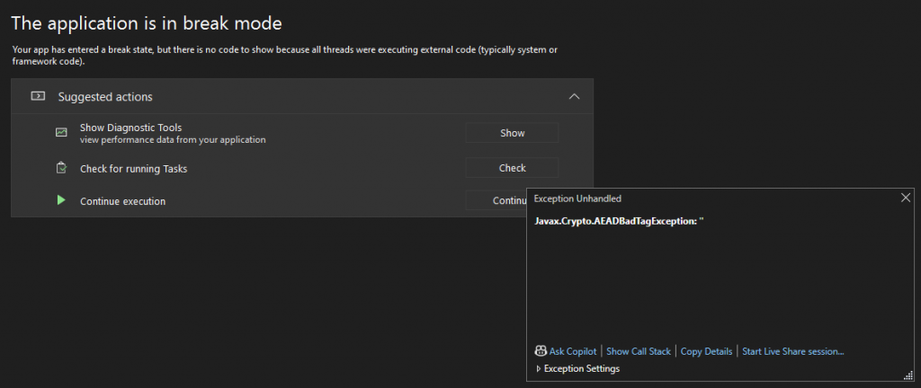 Maui error Javax.Crypto.AEADBadTagException - PureSourceCode